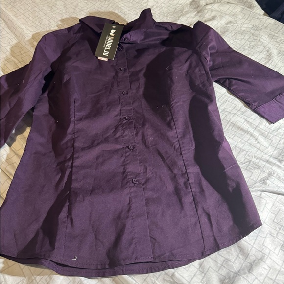 Tops | Purple Button Up Womens Small | Poshmark